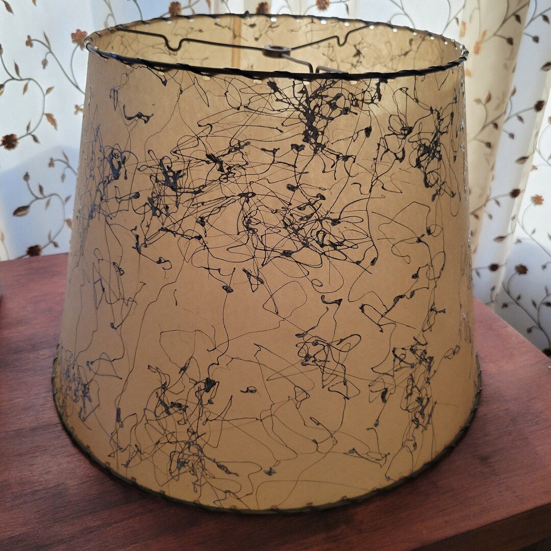 Vintage Fiberglass Lamp Shade Cafe Au Lait Shade With Silver and Gold ...