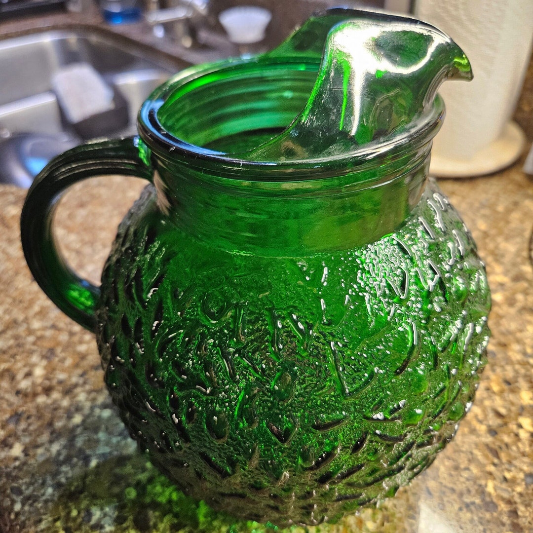 Lido Milano Anchor Hocking Forest Green Pitcher 96 Ounce Ball Pitcher ...