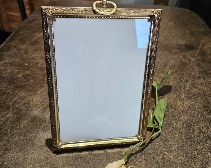 5x7 Metal Frame Free Standing or Hanging Gold Fancy Etching Wedding ...