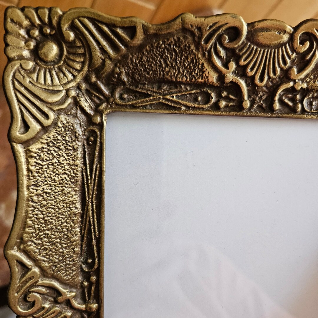 5x7 Heavy Metal Frame Free Standing Decorative Art Deco Frame Patina ...