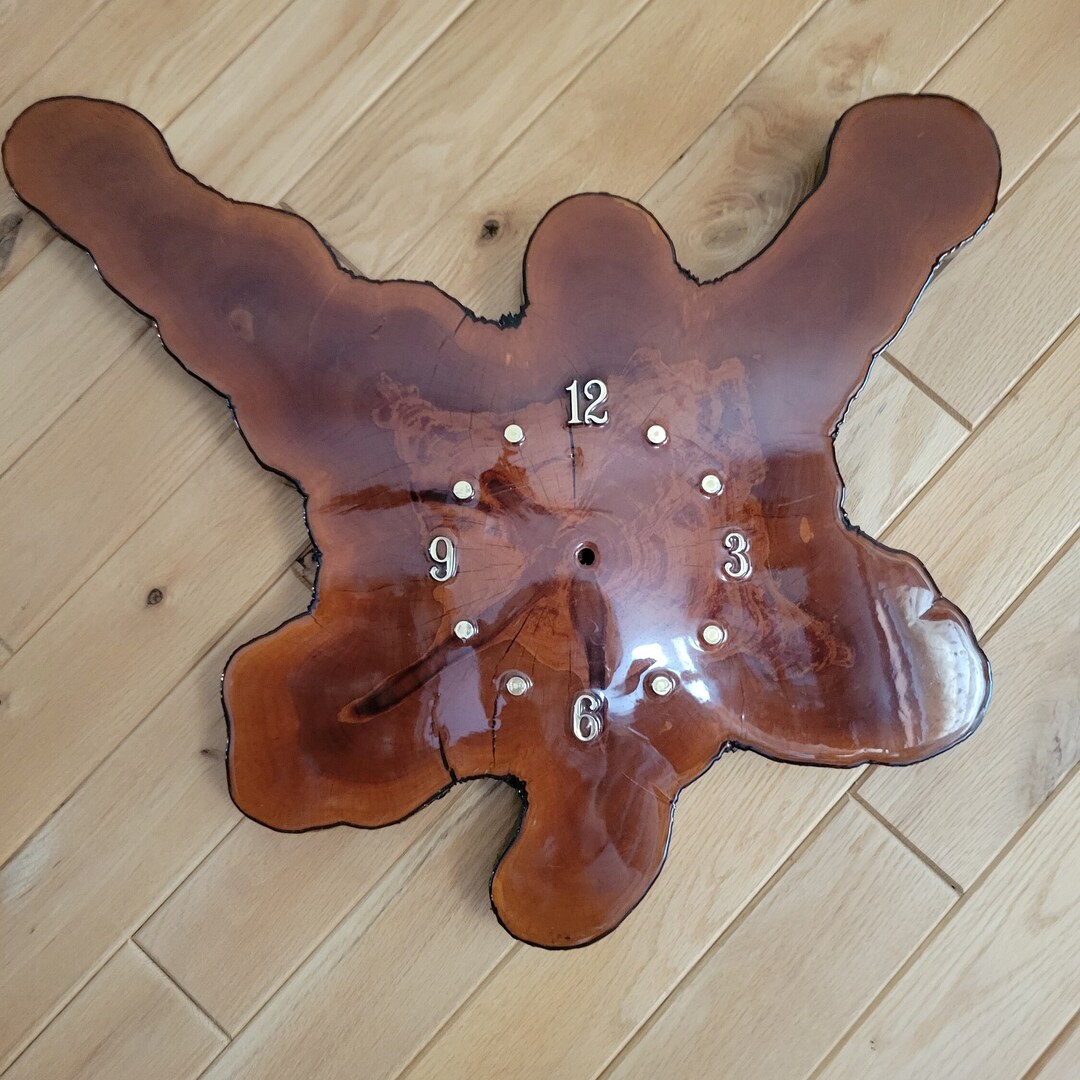 North Woods Clock Wood Slab 1970s Clock Needs Movement Vintage Cross ...