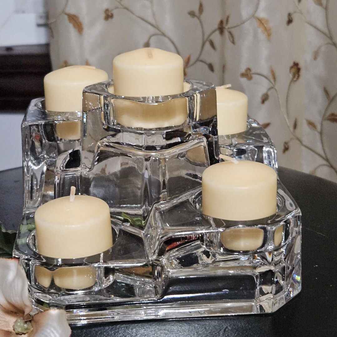 Vintage Partylite Crystal Castle 3-D 5 Tier Votive Tea Light Candle ...