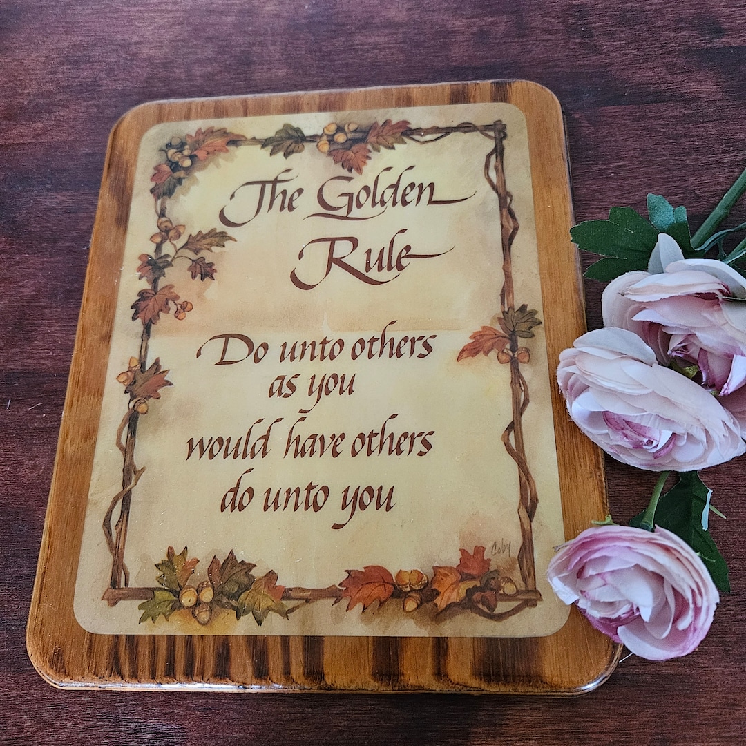 Vintage Religious Wood Plaque of the Golden Rule 1980s Religious Wall ...