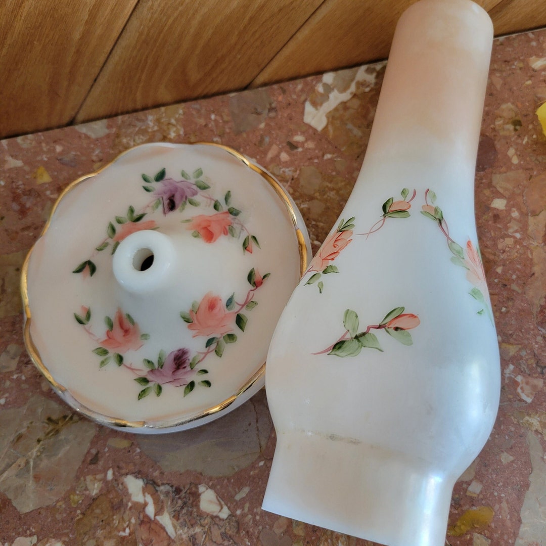 Lamp Base and Chimney ONLY Replacement and Repair Parts Milk Glass Lamp ...