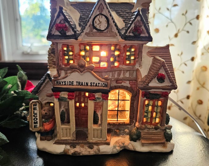 Vintage Lighted Ceramic Train Station Christmas Village Display - Etsy