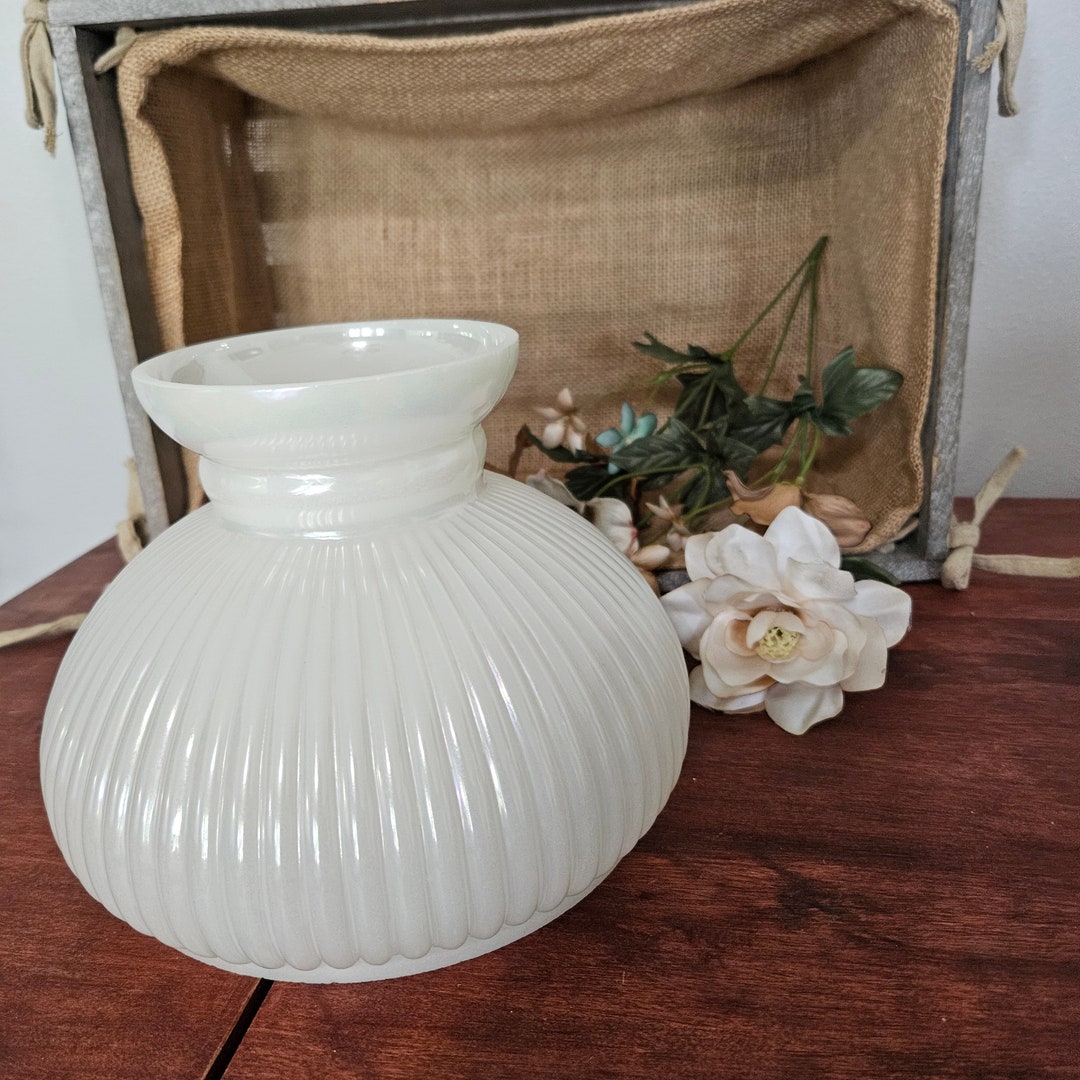 Vintage Ivory Iridescent Milk Glass Replacement Lamp Shade #21A - Etsy
