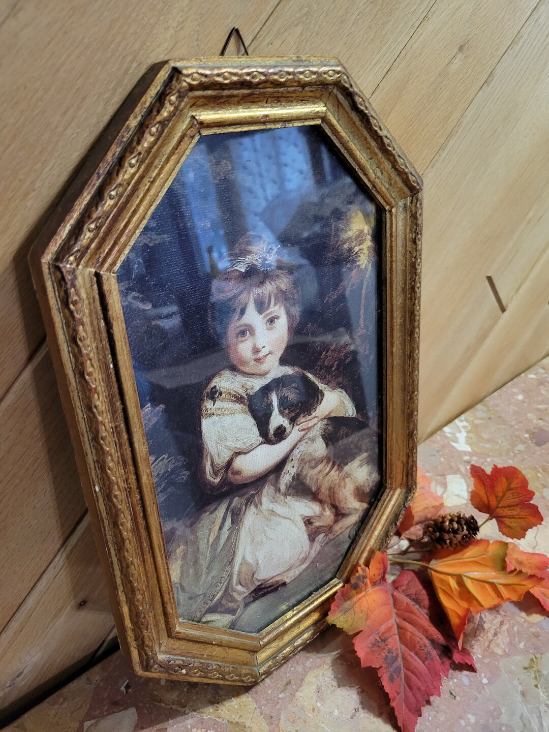 Vintage Fancy Wood Frame With Painting of Girl With Her Dog - Etsy