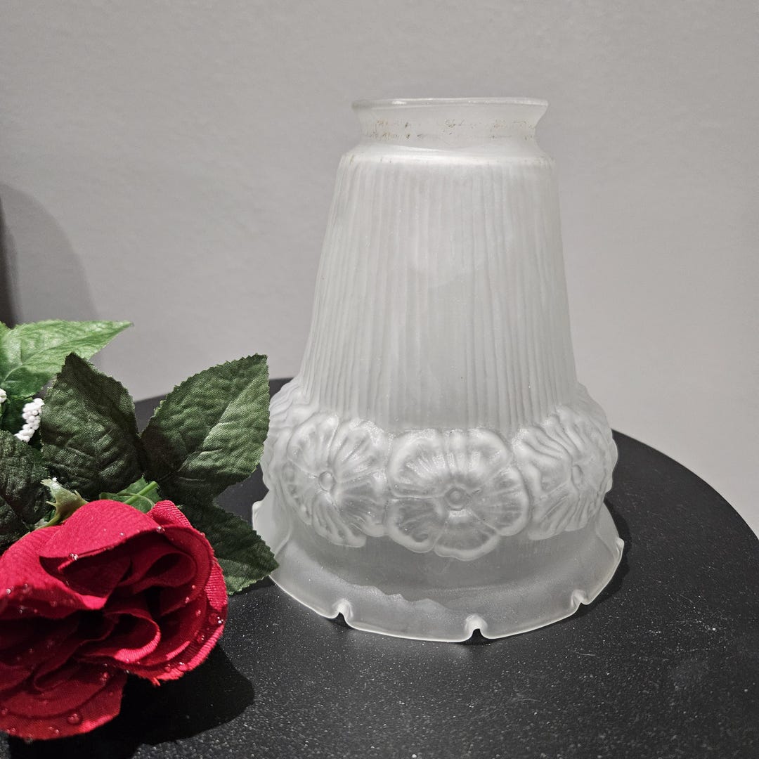 Vintage Glass Lamp Shade Floral Design Opaque Replacement Shade # 22 C ...