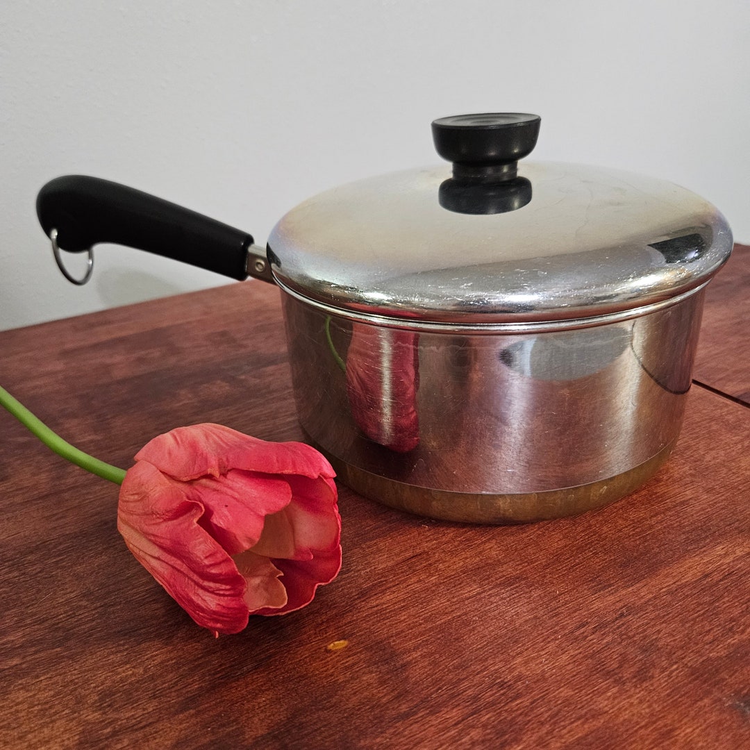 Vintage Revere Ware Copper Bottom Stainless Steel 2 Quart Sauce Pan and ...