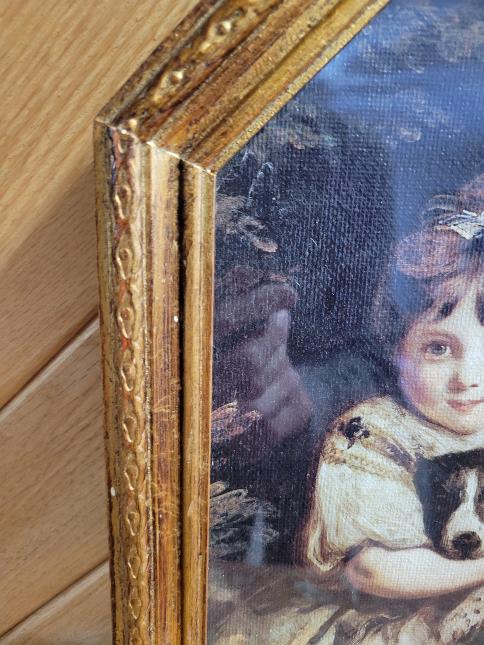 Vintage Fancy Wood Frame With Painting of Girl With Her Dog - Etsy