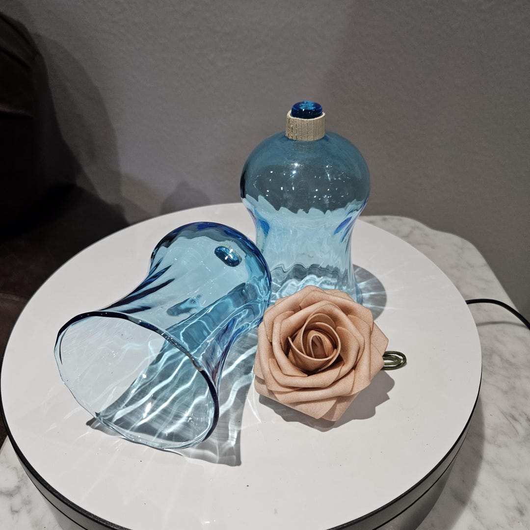 Vintage Light Blue Glass Peg Votive Cups - Swirl Prism Design, Set of 2 ...
