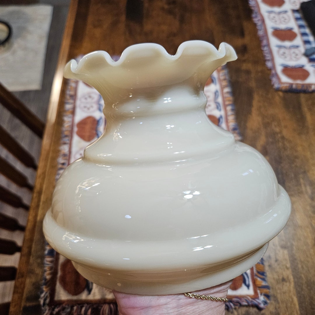 Vintage Milk Glass Lamp Shade Cafe Au Lait Fluted Edge Shade #4D - Etsy