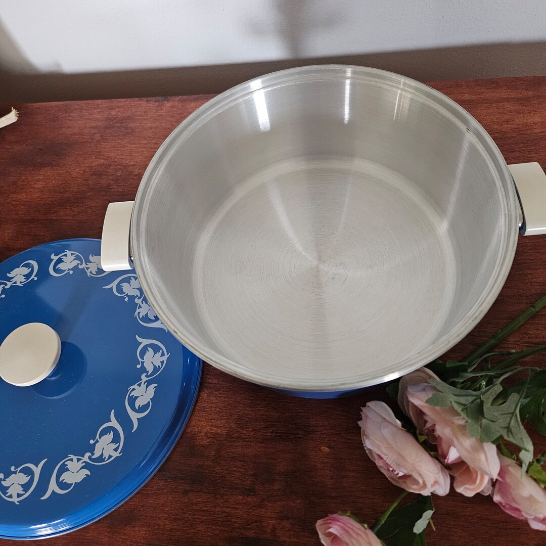 Ekco Dutch Oven With Lid Blue and White 4.5 Quart Set Vintage Cookware ...