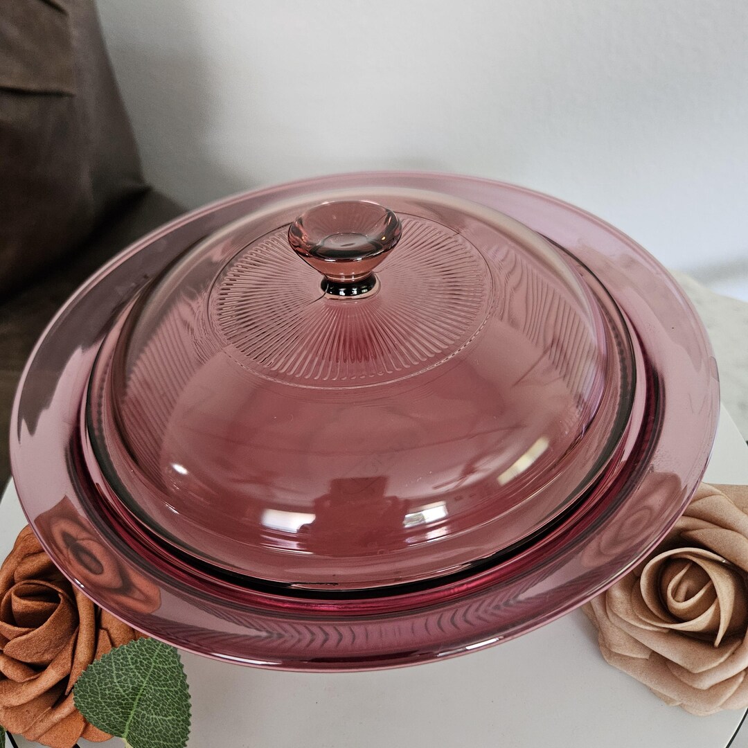 Vintage 1 Quart Vision Glass Casserole Dish With Lid Vision Cranberry ...