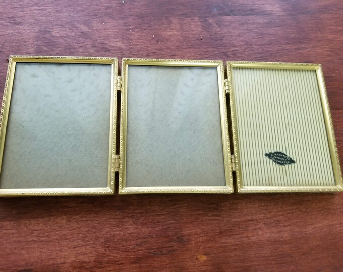 Tri Fold Frame 3x4 24K Gold Plated Metal Frame Wedding Items Retro ...