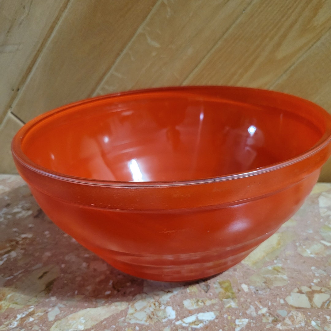 ON SALE Vintage Red Glass Mixing Serving Bowl Mid Century Large 14 Cup ...