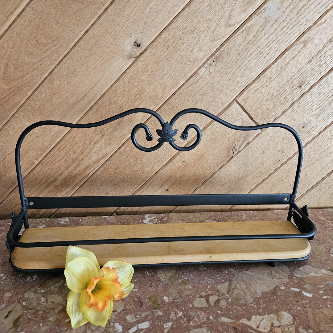 Vintage Longaberger Woven Traditions Metal Spice Rack With Wood Shelf ...