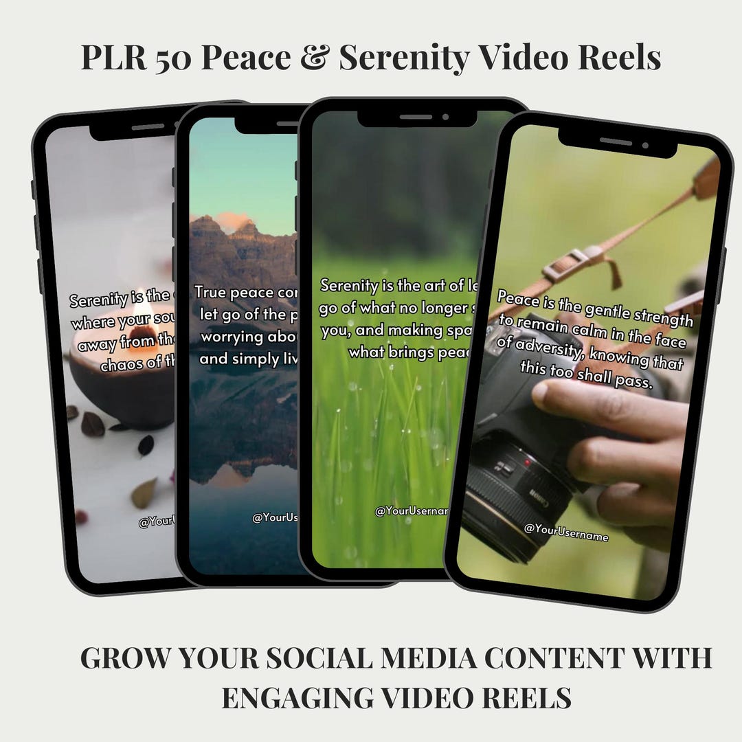 Peace & Serenity Video Reels: Tiktok PLR/MRR (50) - Etsy