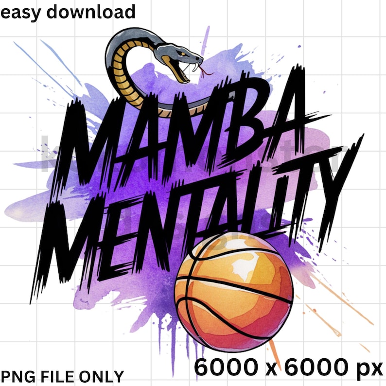 Mamba Mentality: A Watercolor Tribute to Excellence PNG KOBE BRYANT Png ...