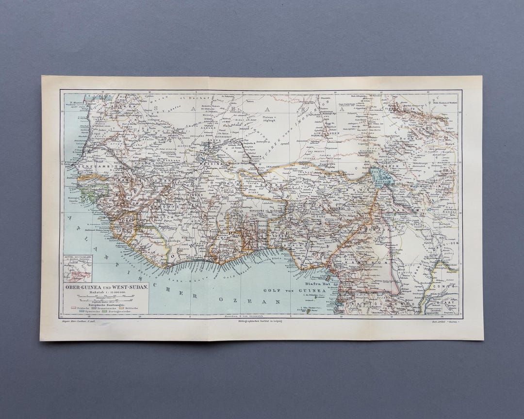1895 – Upper Guinea and Western Sudan | Antique Original Lithograph ...