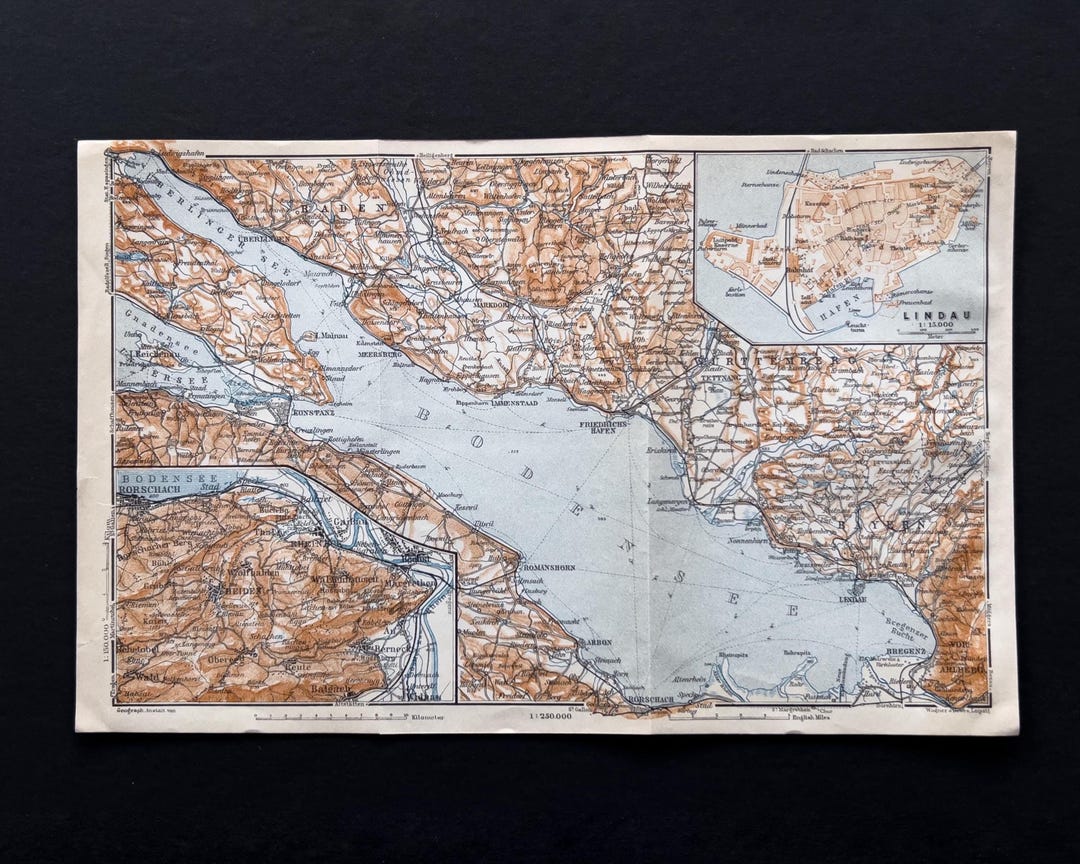 Lake Constance Map From 1906 | Original Lithograph | Topographic ...