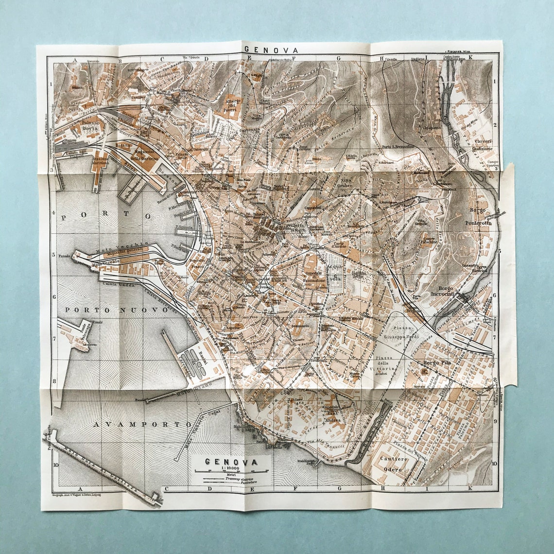 Genua Italy 1931 Vintage Map Original Lithography - Etsy