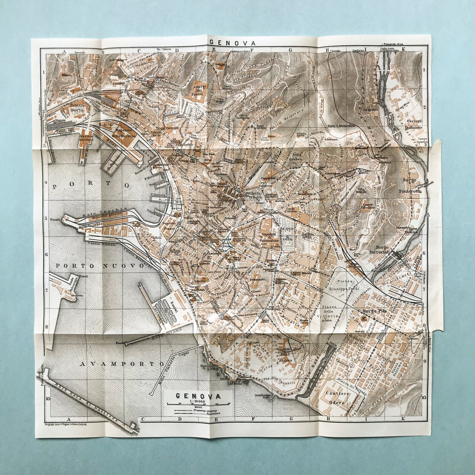 Genua Italy 1931 Vintage Map Original Lithography - Etsy