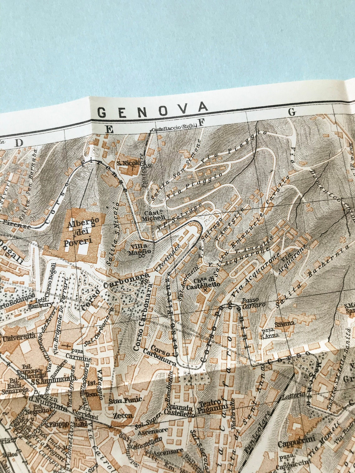 Genua Italy 1931 Vintage Map Original Lithography - Etsy