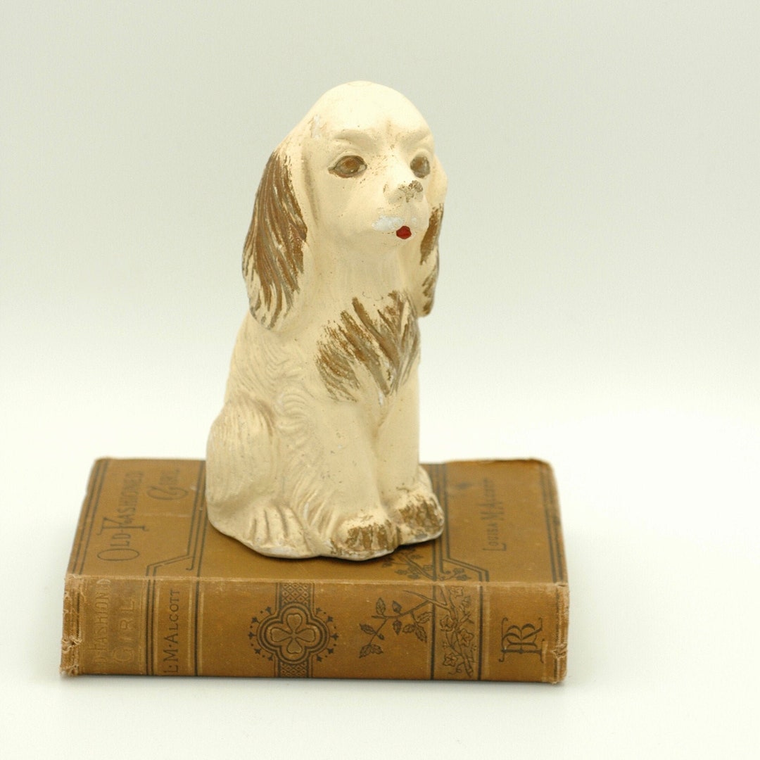 Vintage Chalkware Spaniel, Cocker Spaniel Chalk Ware Figurine, Cream ...