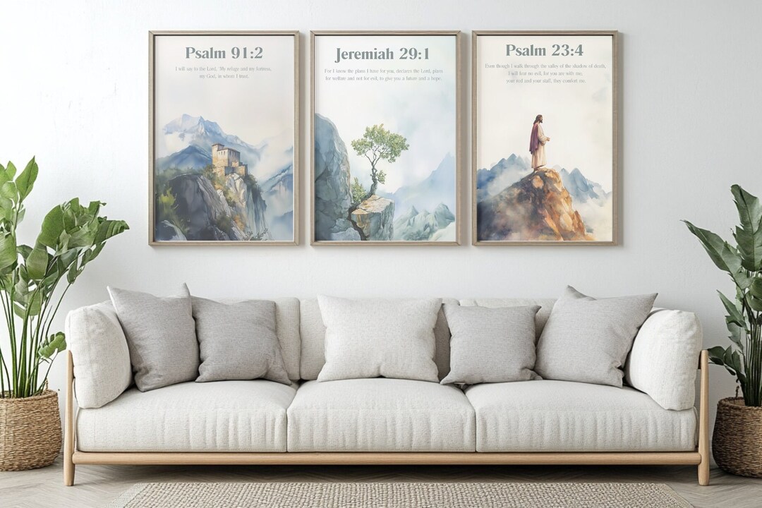 Set of 3 Bible Verses Posters Modern Christian Art Contemporary ...