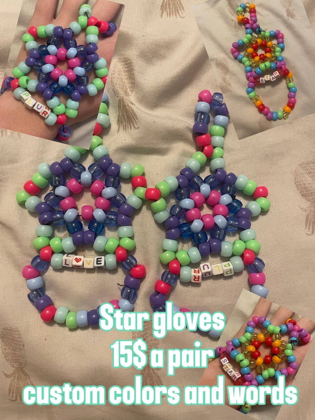 Custom Colored Kandi Star Gloves - Etsy