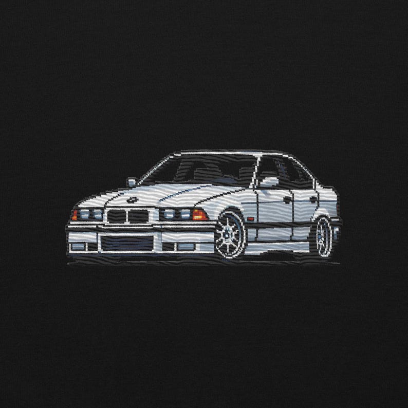 BMW E36 Pixel Art Embroidered Hoodie - Etsy