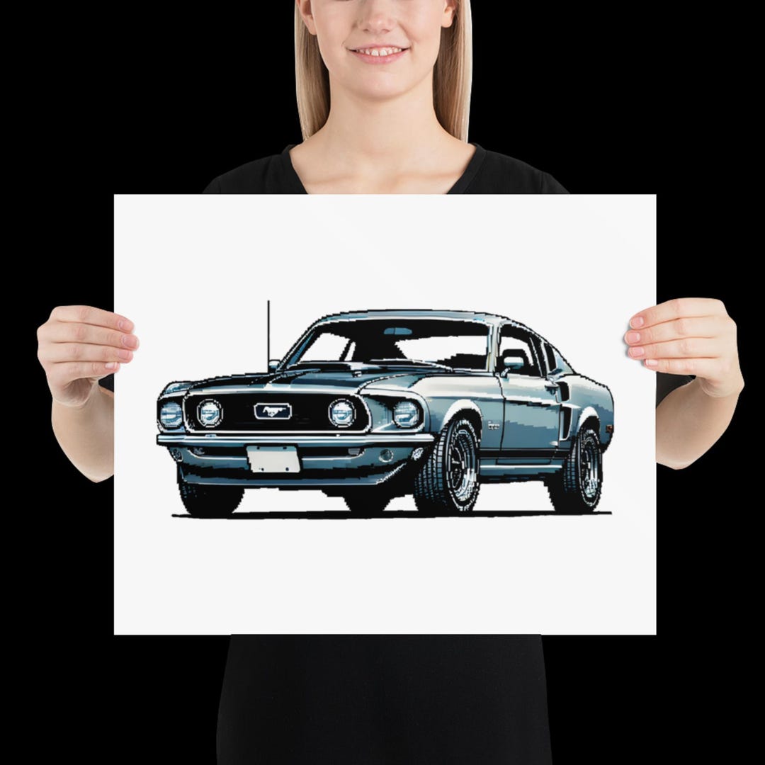 Ford Mustang Fastback Pixel Art Poster - Etsy