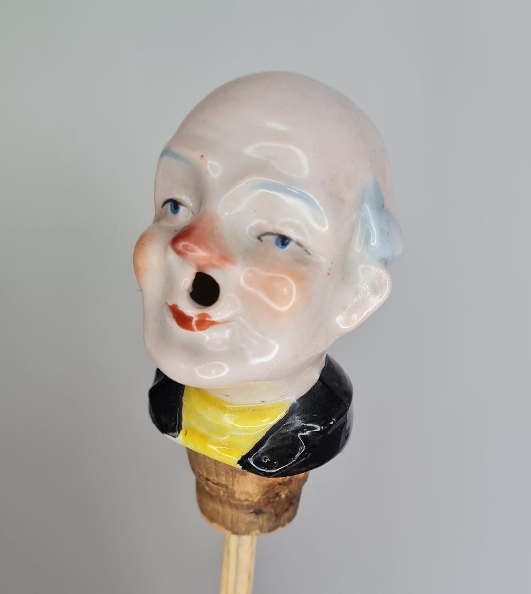 Vintage Porcelain Bottle Cork With Comical Face, Bottle Stopper Vintage ...