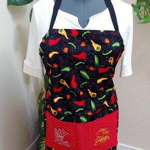 Apron, Full Apron, Chili Apron, Machine Embroidery, Kitchen and Dining ...