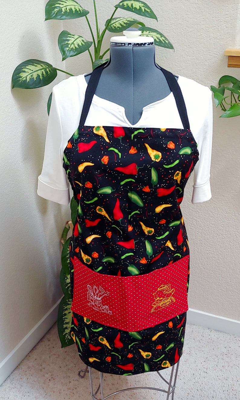 Apron, Full Apron, Chili Apron, Machine Embroidery, Kitchen and Dining ...