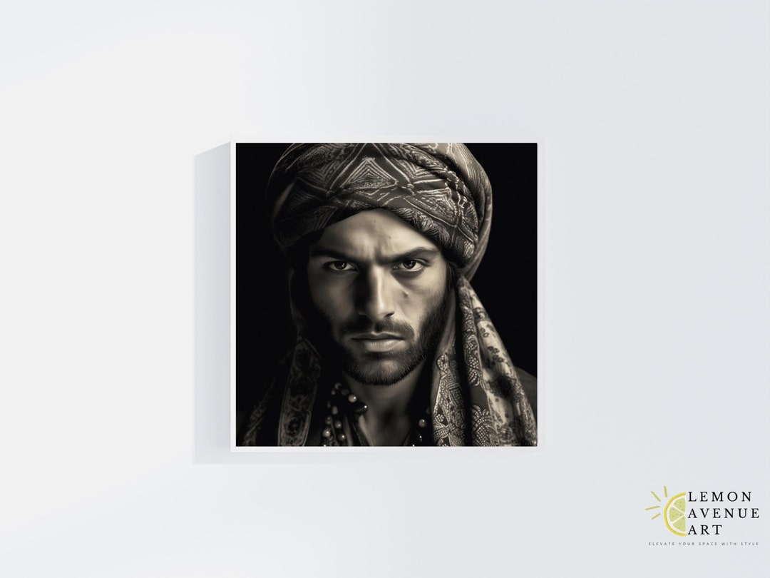Persian Man Black and White Portrait Ai-generated Printable Art Digital ...