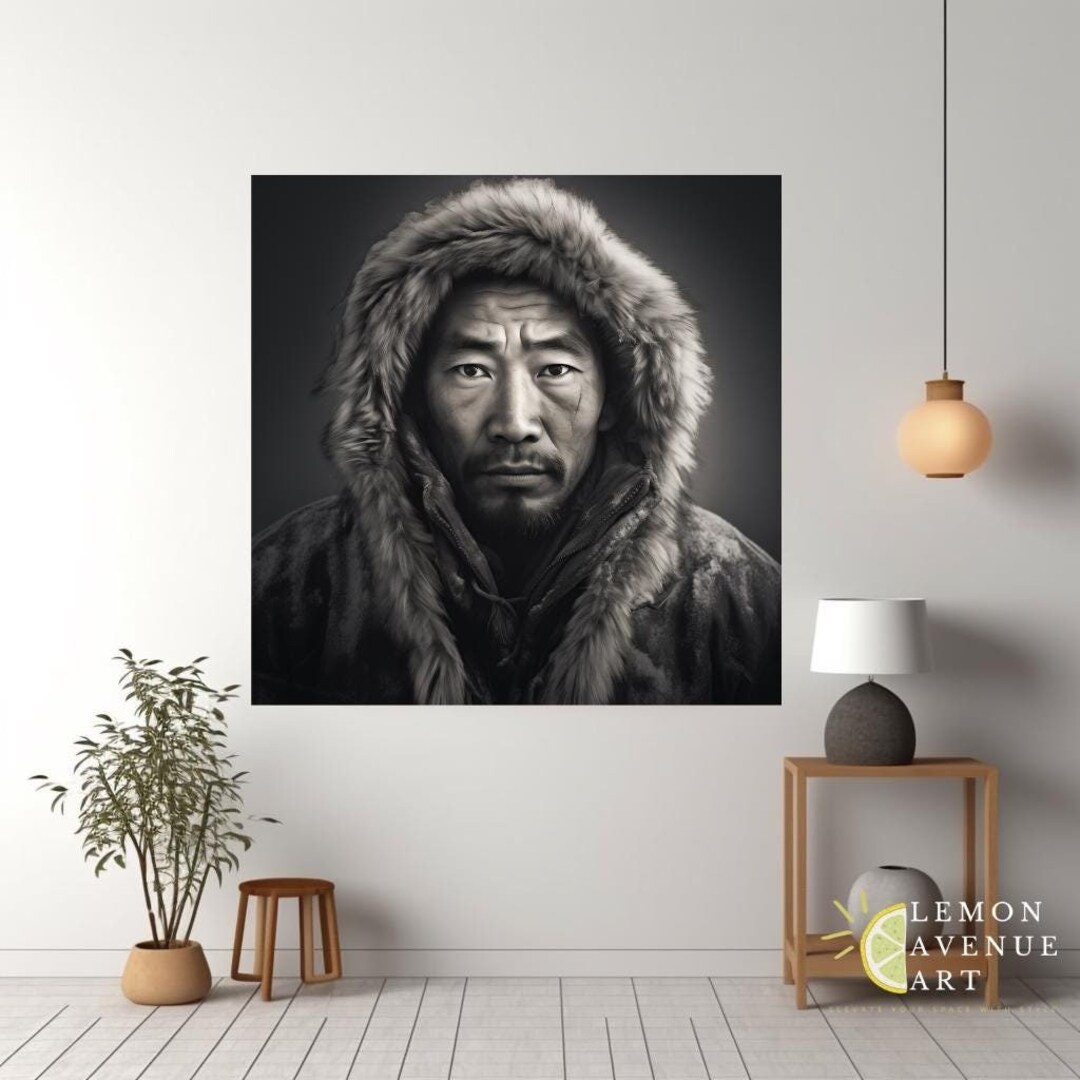 Black and White Inuit Man Portrait Ethnic Photography-style Printable ...