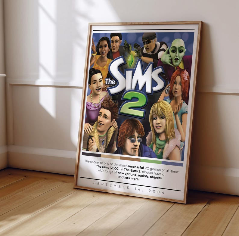 The Sims 2 Poster Print | Gaming Poster | 3 Colors | Gaming Decor ...
