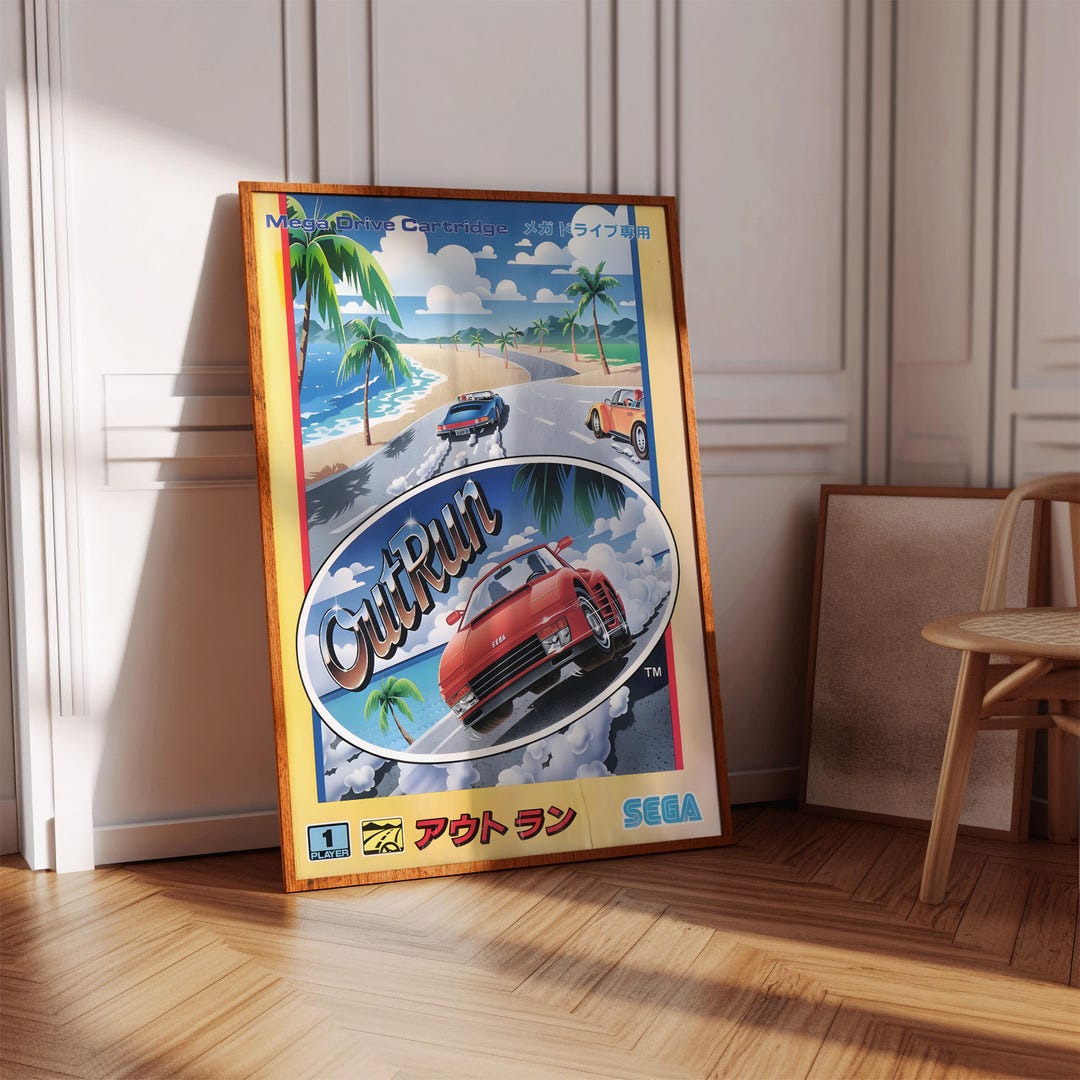 Outrun Poster Print | Gaming Poster | Gaming Decor | Video Game Poster ...