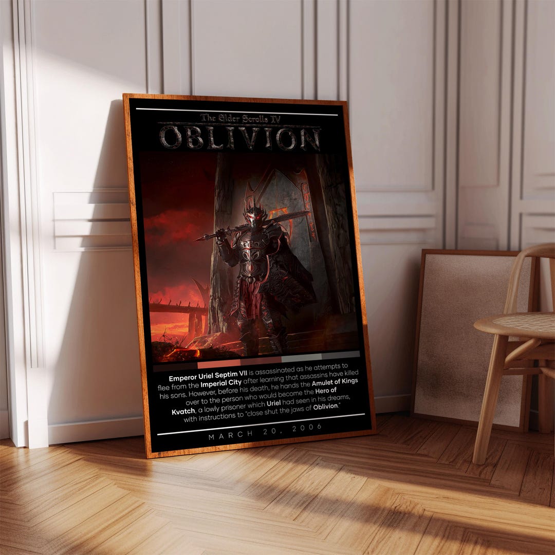 The Elder Scrolls 4 Oblivion Poster Print Gaming Poster 3 Colors Gaming Decor Video Game Poster ...