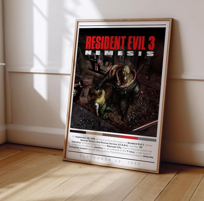 Resident Evil 3 Nemesis Poster Print | Gaming Poster | 3 Colors ...