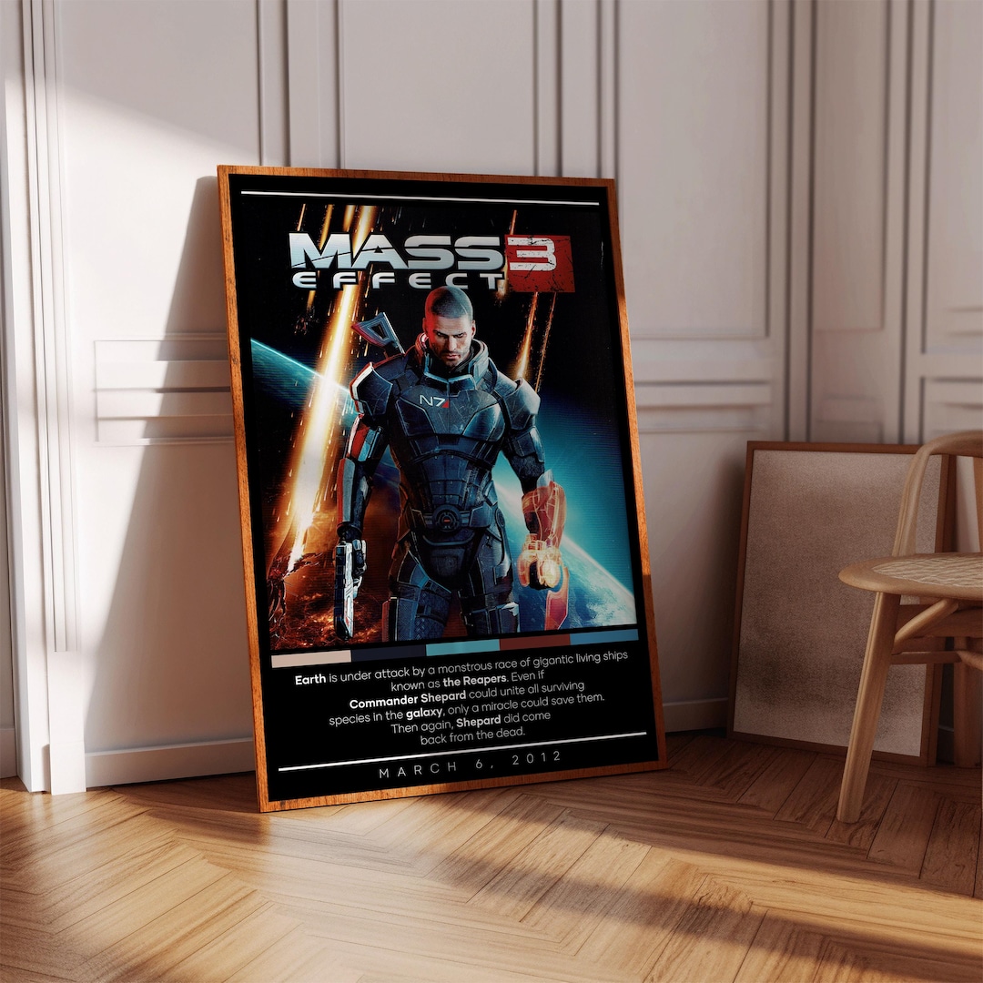 Mass Effect 3 Poster Print | Gaming Poster | 3 Colors | Gaming Decor ...