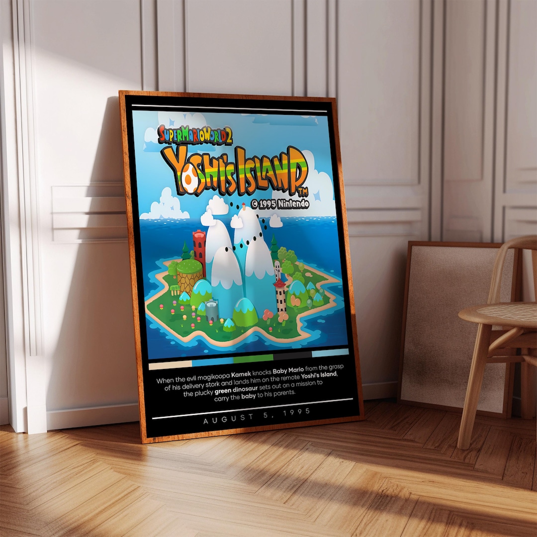 Super Mario World 2 Yoshi's Island Poster Print | Gaming Poster | 3 ...