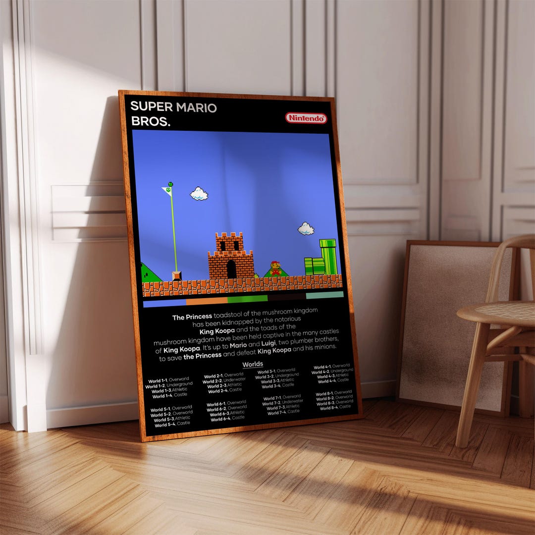 Super Mario Bros Poster Print | Gaming Poster | 3 Colors | Gaming Decor ...