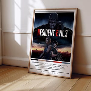 Resident Evil 3 Poster Print | Gaming Poster | 3 Colors | Gaming Decor ...