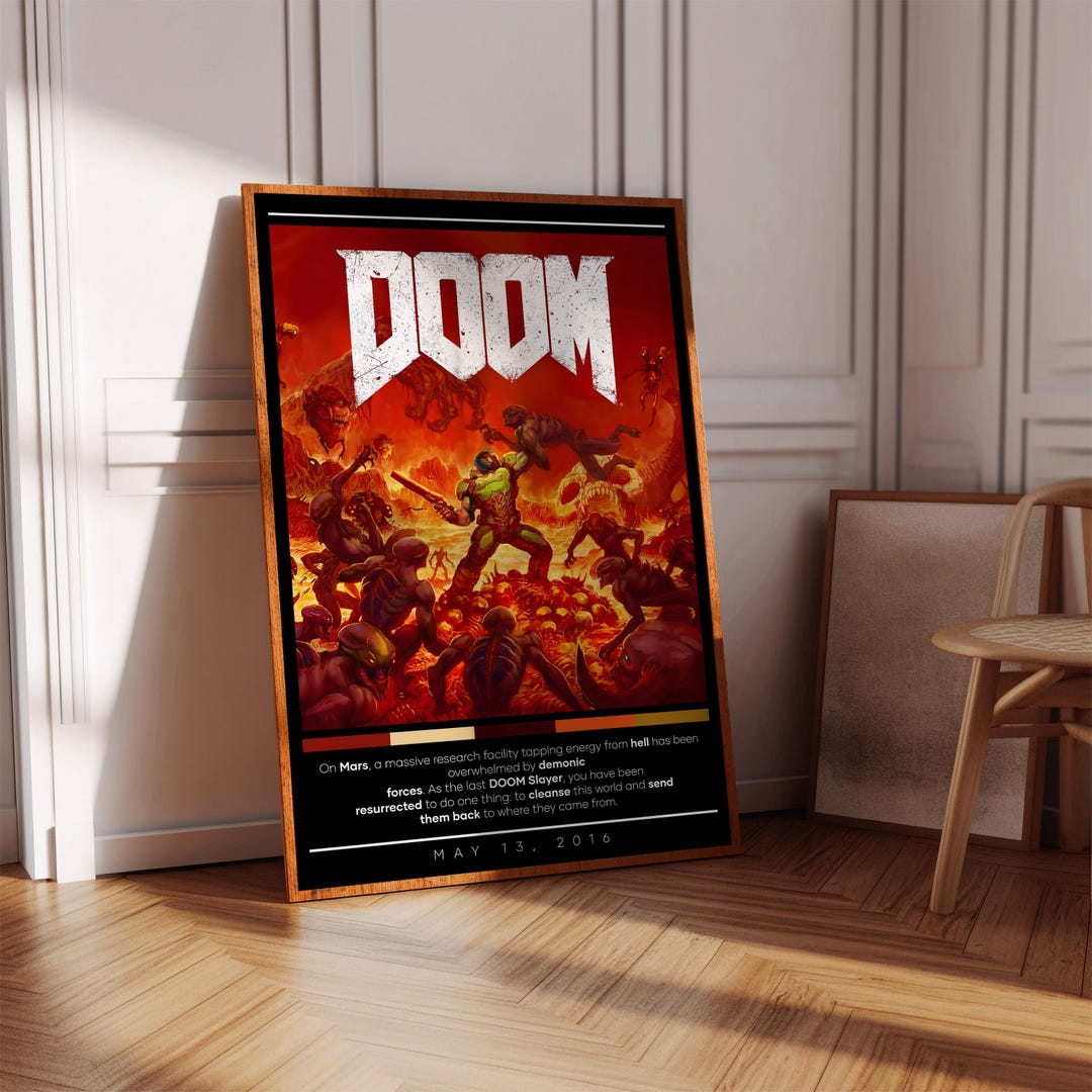 Doom 2016 Poster Print Gaming Poster 3 Colors Gaming Decor Video Game ...