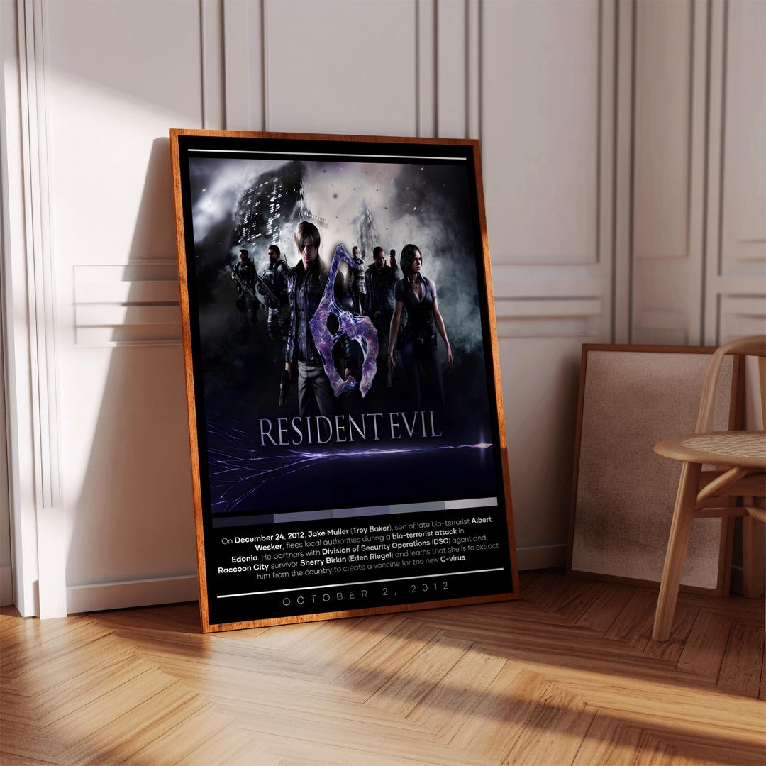 Resident Evil 6 Poster Print | Gaming Poster | 3 Colors | Gaming Decor ...