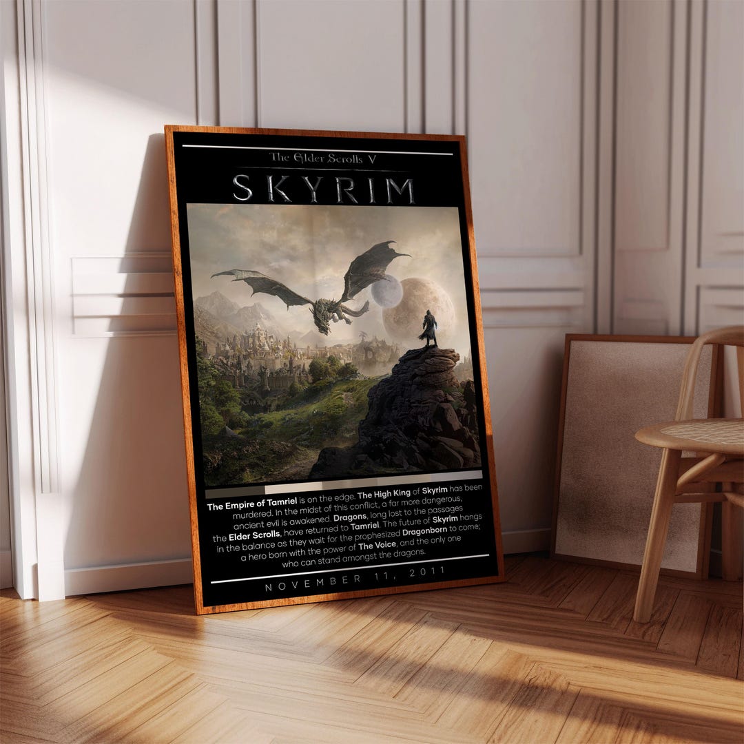 The Elder Scrolls 5 Skyrim Poster Print Gaming Poster 3 Colors Gaming ...