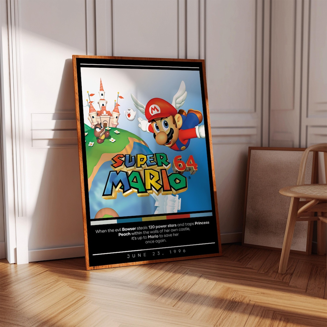 Super Mario World 64 Poster Print | Gaming Poster | 3 Colors | Gaming ...